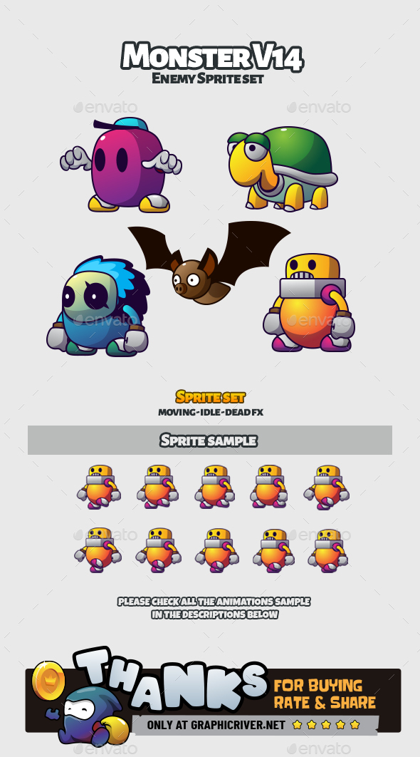 Game Sprites & Sheet Templates from GraphicRiver