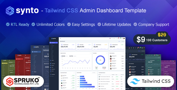 Synto – Tailwind CSS Admin Dashboard Template - eThemePro