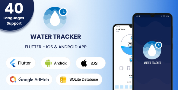 Drinking Water Reminder Flutter Android And Ios App 40 Languages Graphicfort
