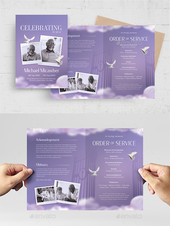 Purple Funeral Program Template - Rocket Eleven Store