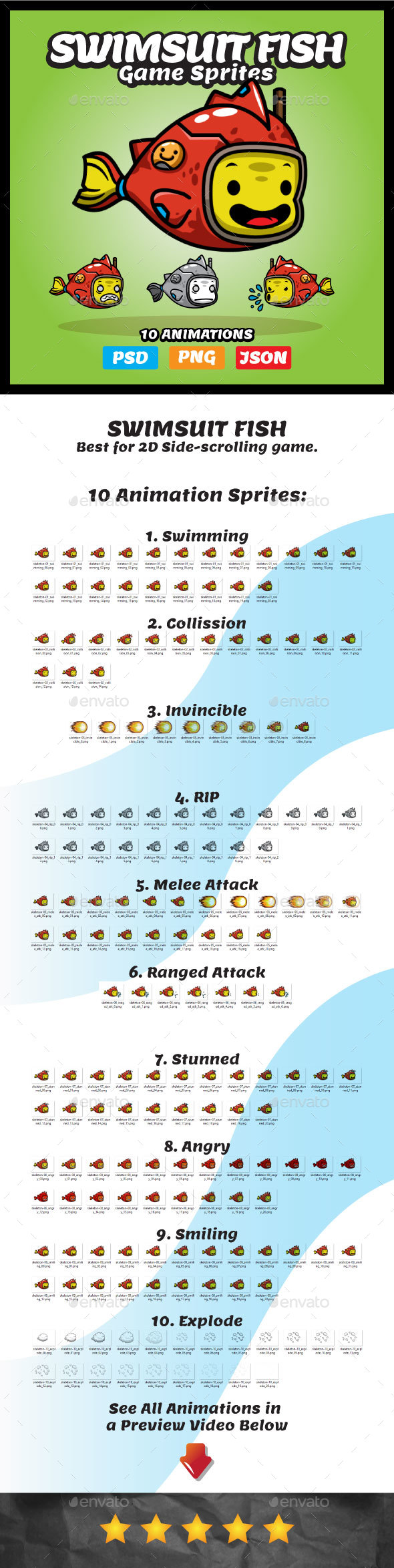 Fishing Game Sprites & Sheet Templates | GraphicRiver