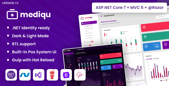 Mediqu Aspnet Core And Mvc Bootstrap Hospital Admin Dashboard Template Dark Light With Rtl