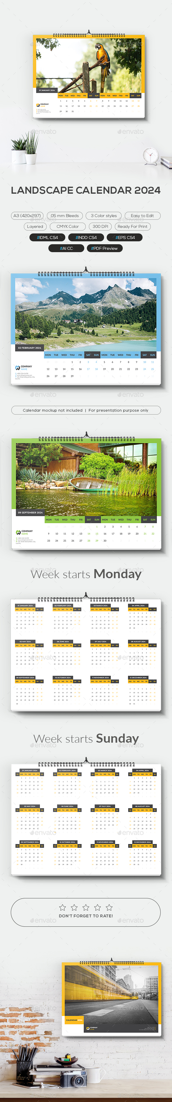 Calendar Templates & Designs from GraphicRiver