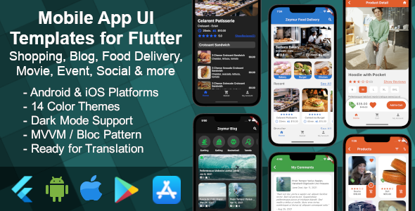 Mobile App UI Templates for Flutter 3 | Graphicfort