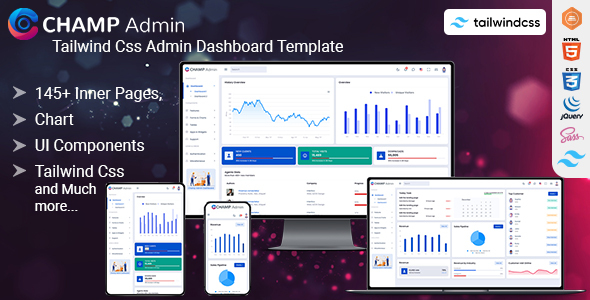 Champ Admin - Tailwind CSS Dashboard Template | Graphicfort