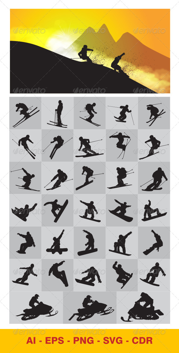 Snowboarding Template Graphics, Designs & Templates
