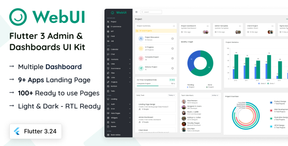 WebUi - Flutter Admin & Dashboard UI Kit | Graphicfort