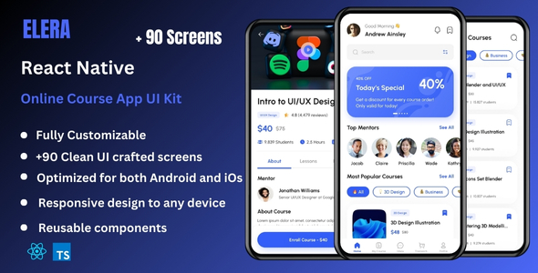 Elera Online Course And E Learning React Native Cli App Ui Kit