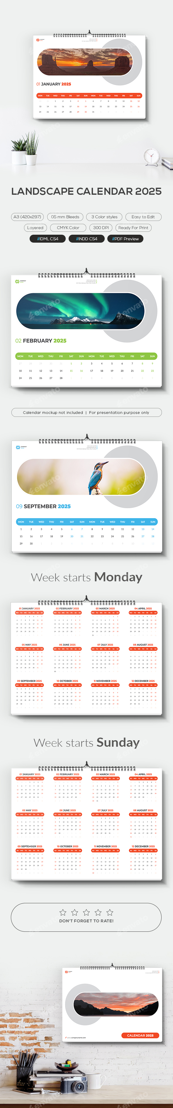 Calendar Templates & Designs from GraphicRiver