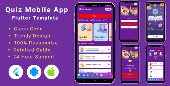 Quiz Gaming Mobile App Flutter Template Flutter Quiz App Flutter Graphicfort