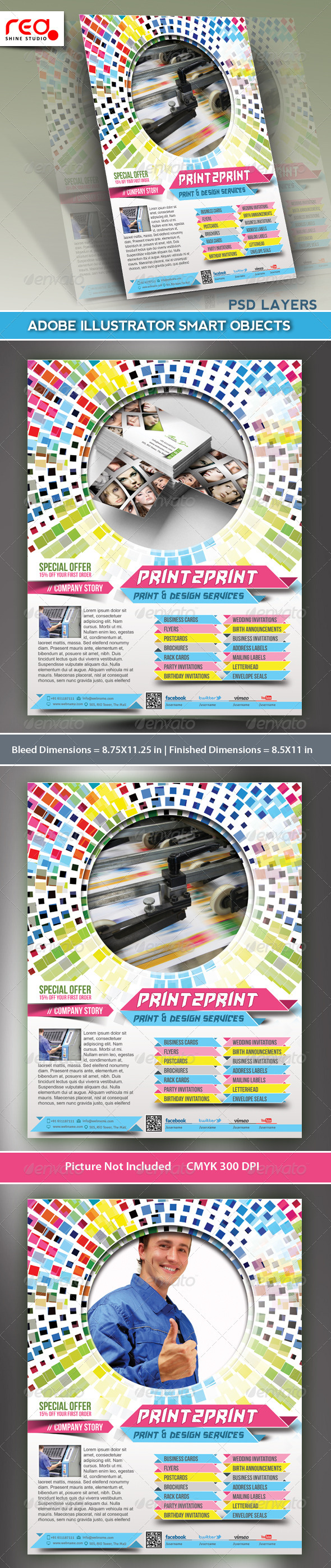 Printing Press Flyer Graphics, Designs & Templates