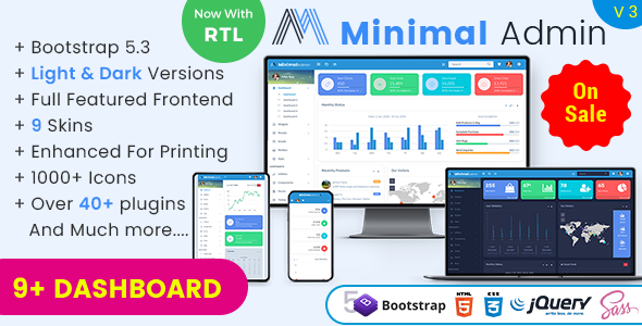 Minimal Responsive Bootstrap 5 Admin Dashboard And Webapp Templates