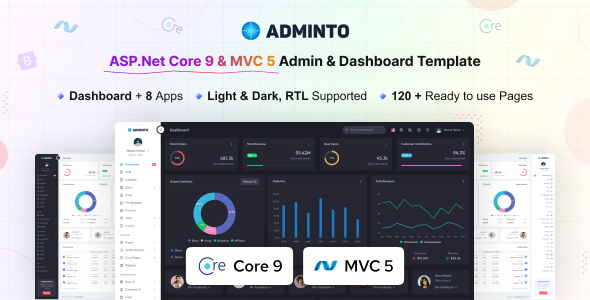 Adminto - ASP.Net Core 9 & MVC5 Admin & Dashboard Template | Graphicfort