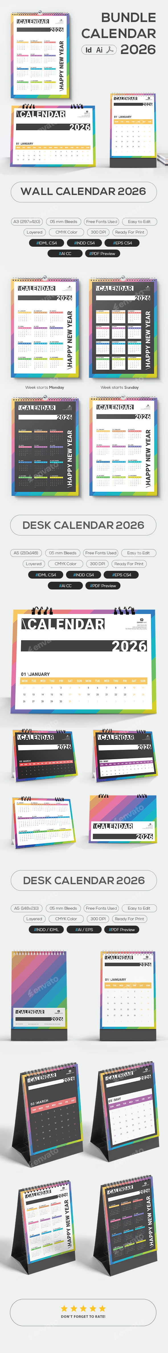 Calendar Templates & Designs from GraphicRiver