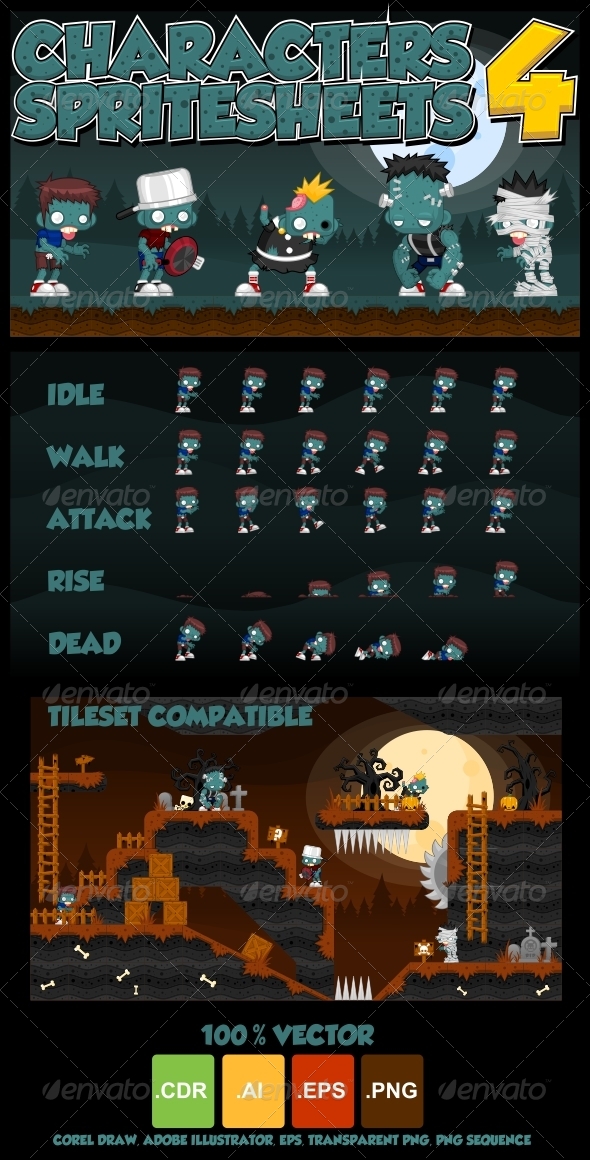 2D Game Sprites & Sheet Templates from GraphicRiver