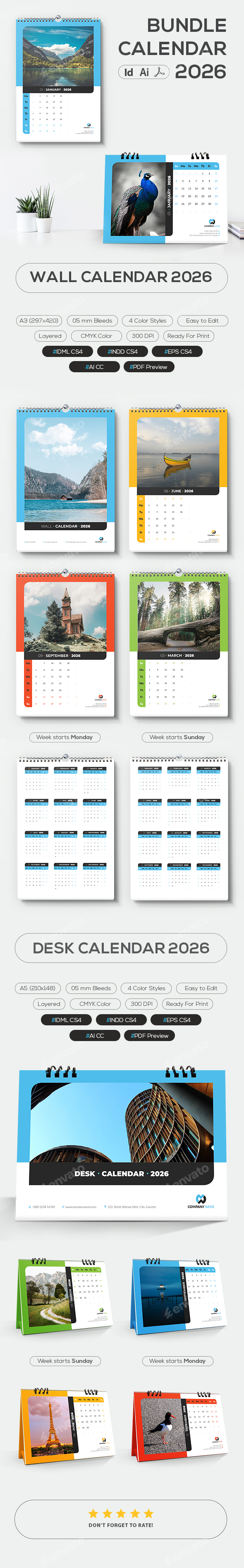 Calendar Templates & Designs from GraphicRiver