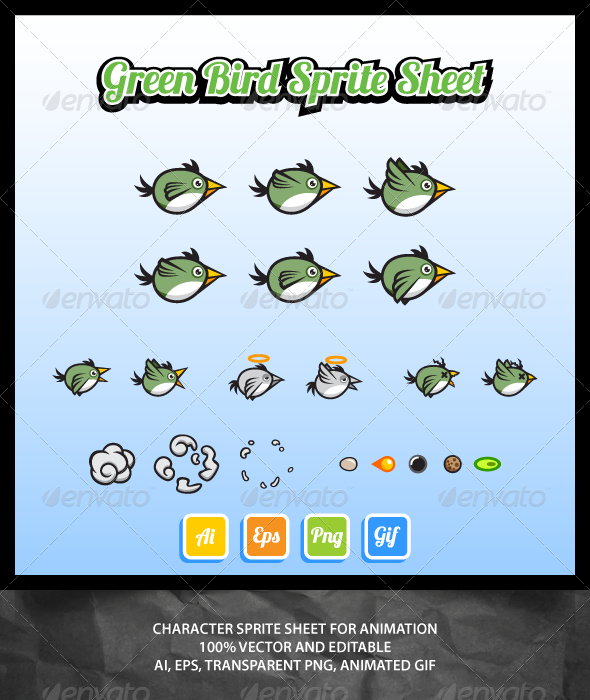 Bird Game Sprites & Sheet Templates | GraphicRiver