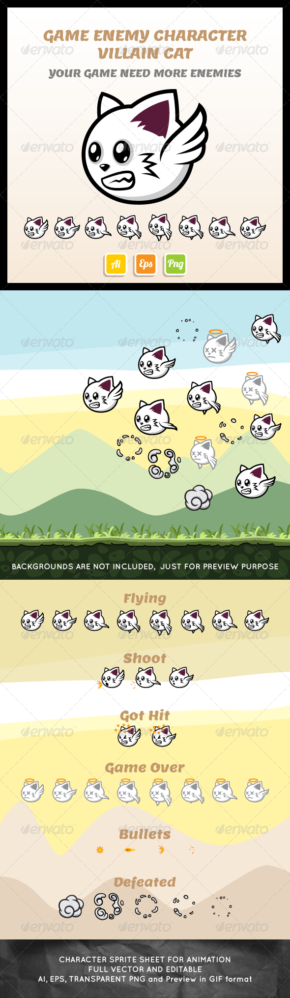 Kittens Sprite Sheet Graphics, Designs & Templates