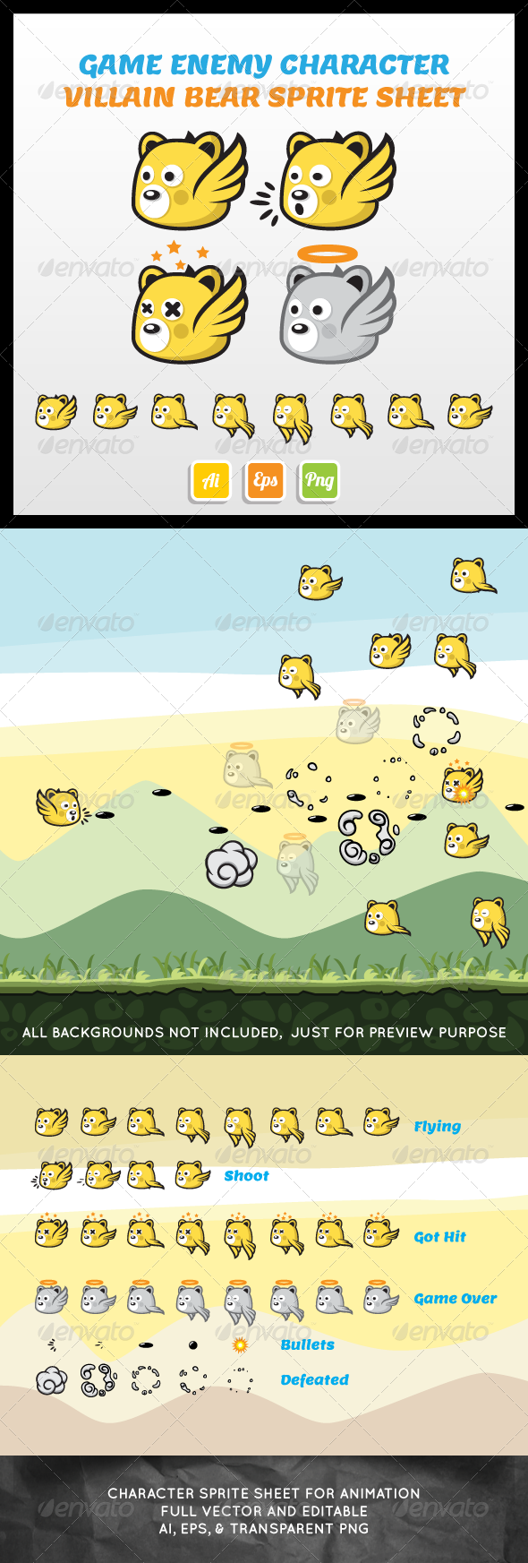 Bear Game Sprites & Sheet Templates | GraphicRiver