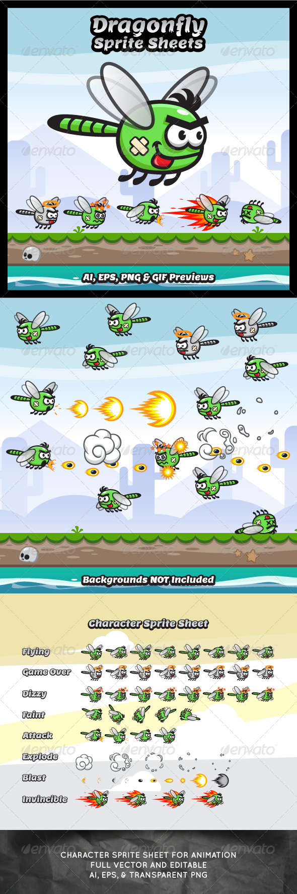 Insect Sprite Sheet Graphics, Designs & Templates