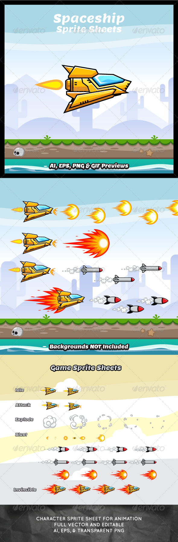 Spaceship 2D Game Assets from GraphicRiver